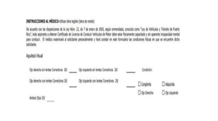 Formulario Dtop Dis 260:Certificación Médica para Licencia